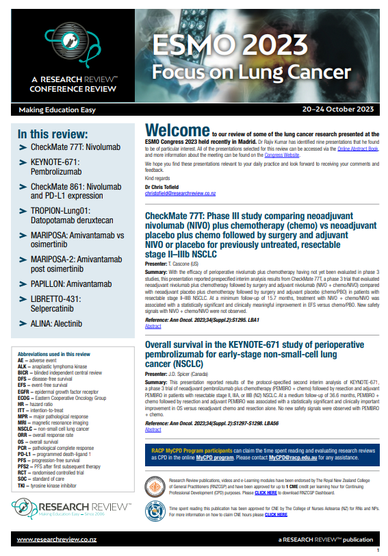Internal Medicine Research Review NZ Free Update | ESMO 2023 Conference ...