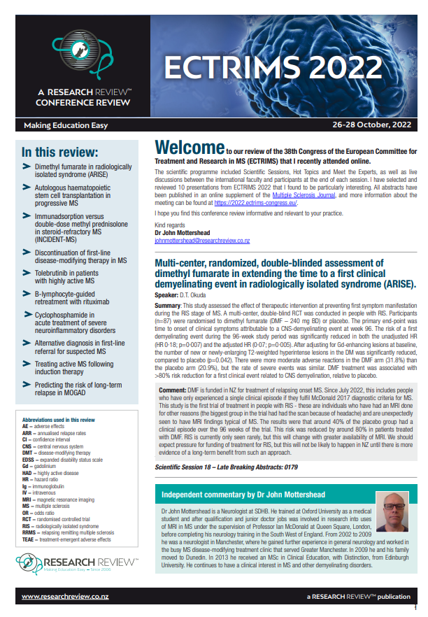 Neurology Research Review NZ Free Update | ECTRIMS 2022 Conference Review